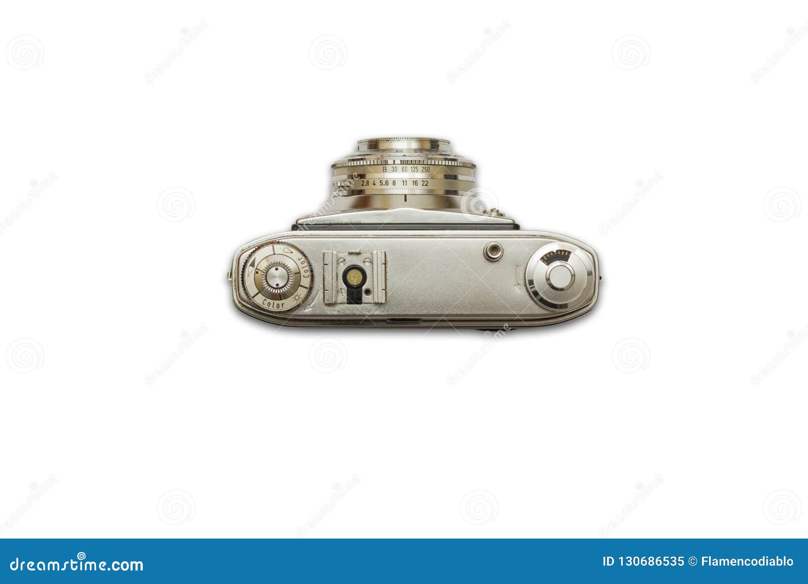 Old Analog Photo Camera on Isolated White Background, Retro, Top View ...