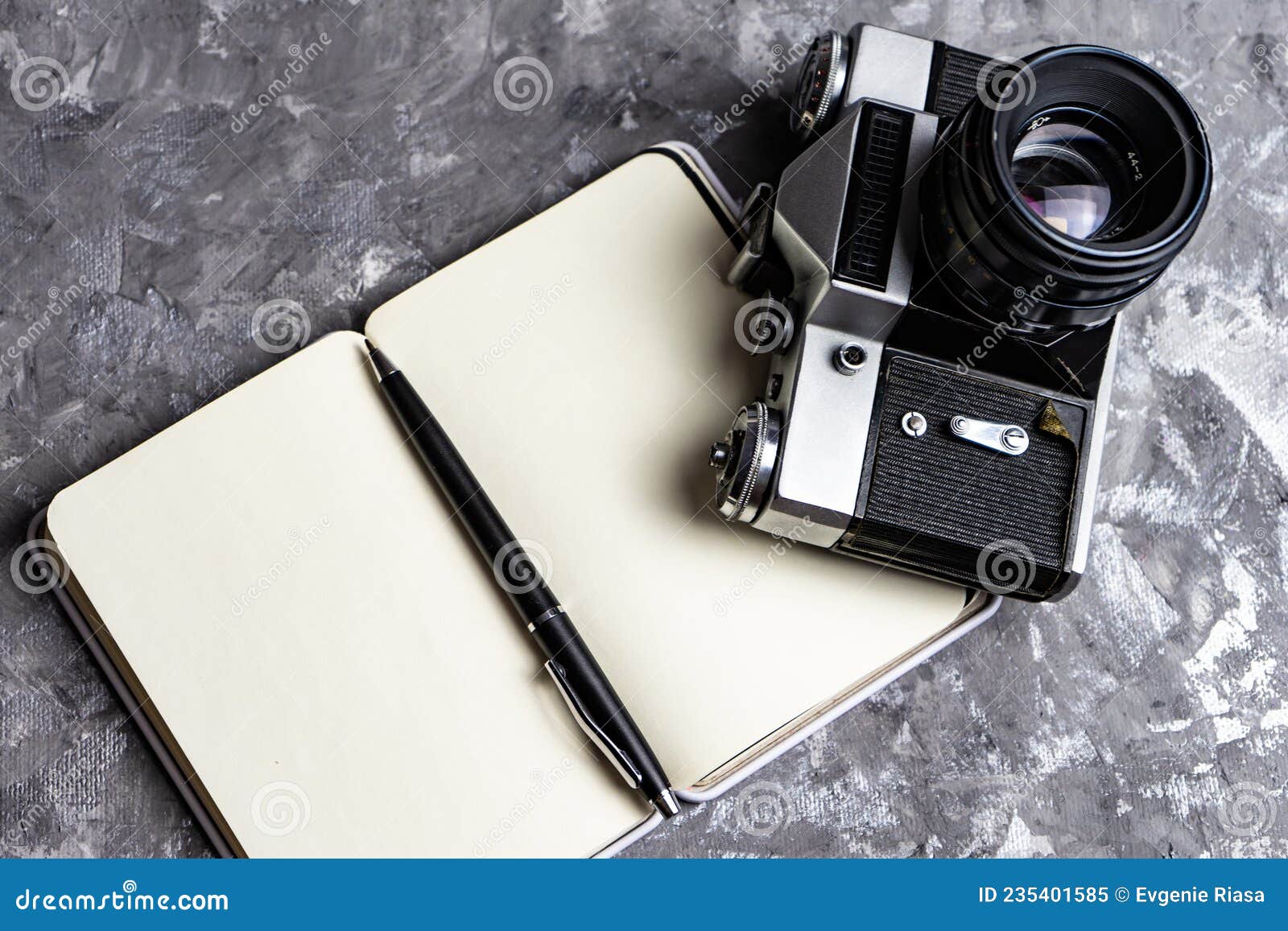 Old Analogue Camera and Notepad. a Clean Notebook with a Fountain Pen ...