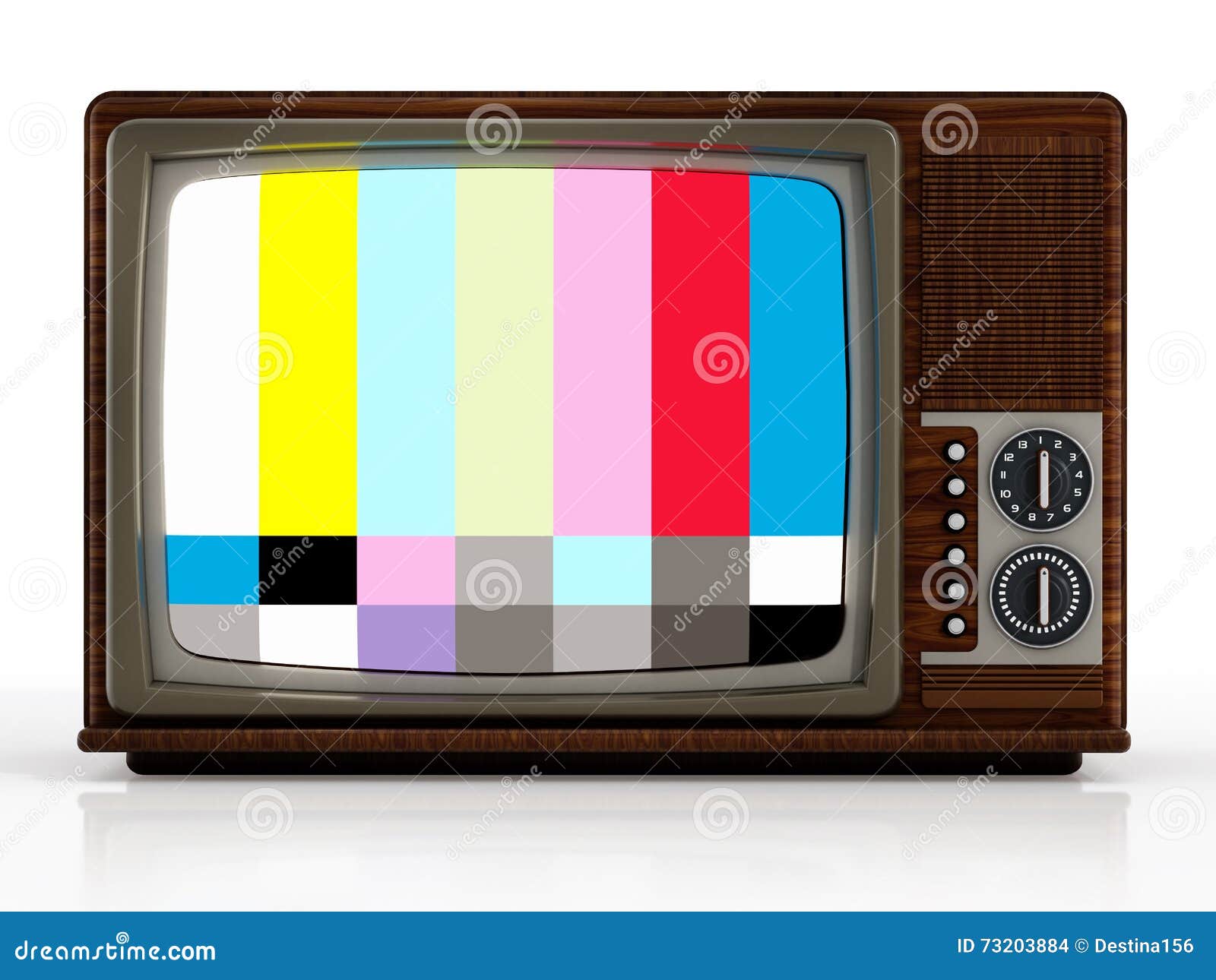 Old Analogue Television with Test Screen. 3D Illustration Stock ...