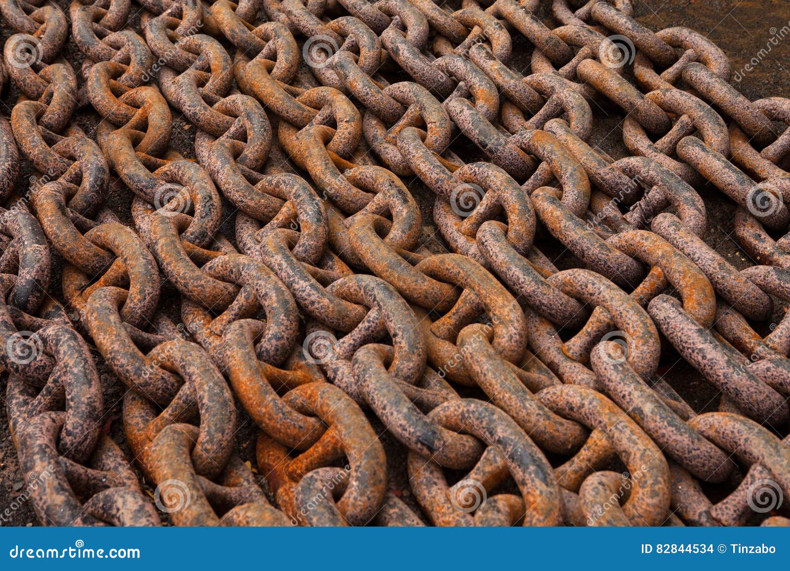 Old Anchor Chains, Heavy, Powerful, Rusty, Steel, Lying in Rows Stock ...