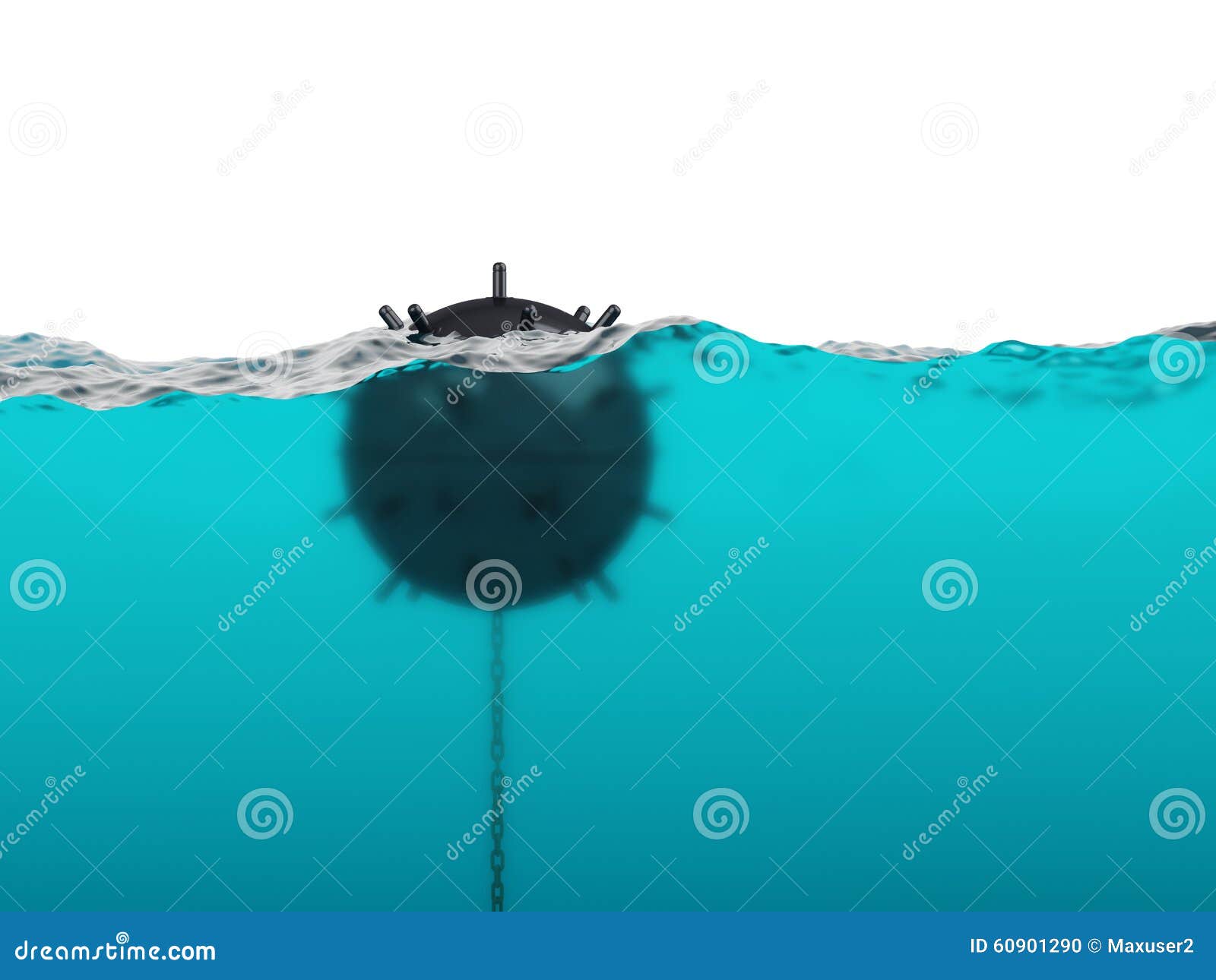 Old Anchor Contact Mine Concept Isolated On White Royalty-Free Stock ...