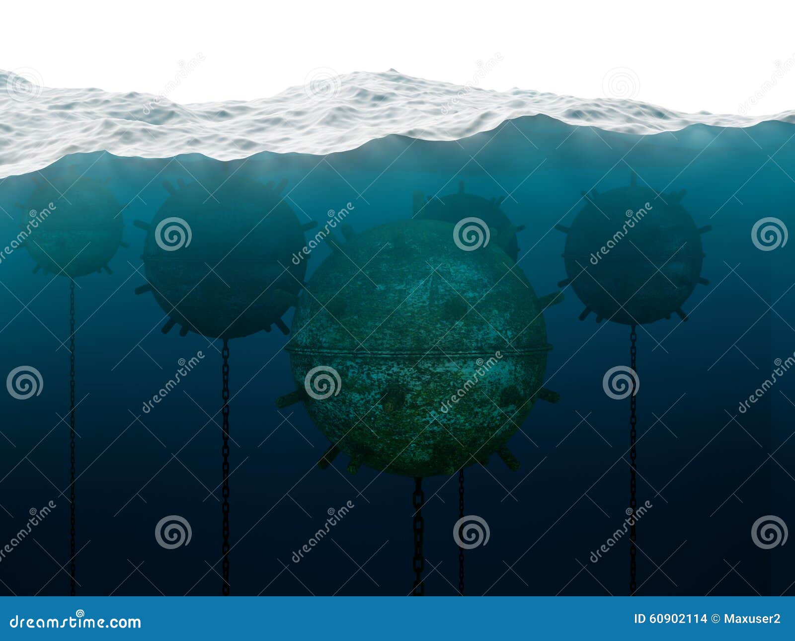 Old Anchor Contact Mine Concept Isolated On White Royalty-Free Stock ...