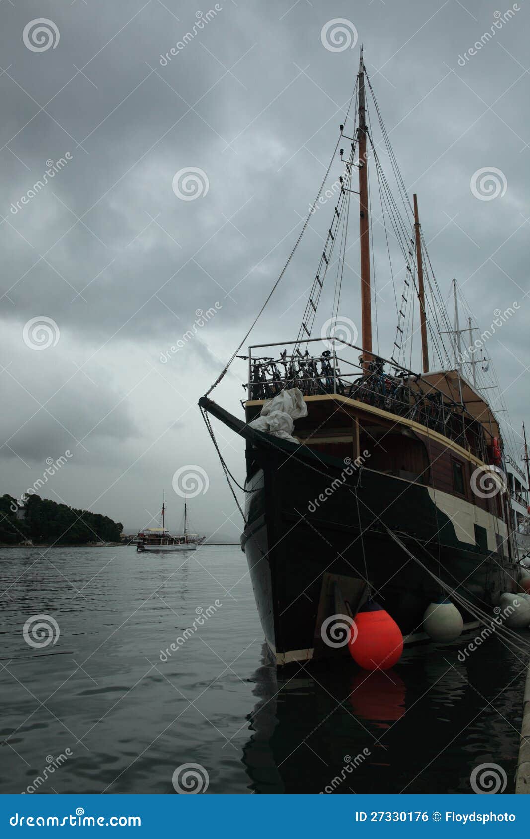 Old Anchored Ship and Upcoming Storm Stock Photo - Image of beautiful ...