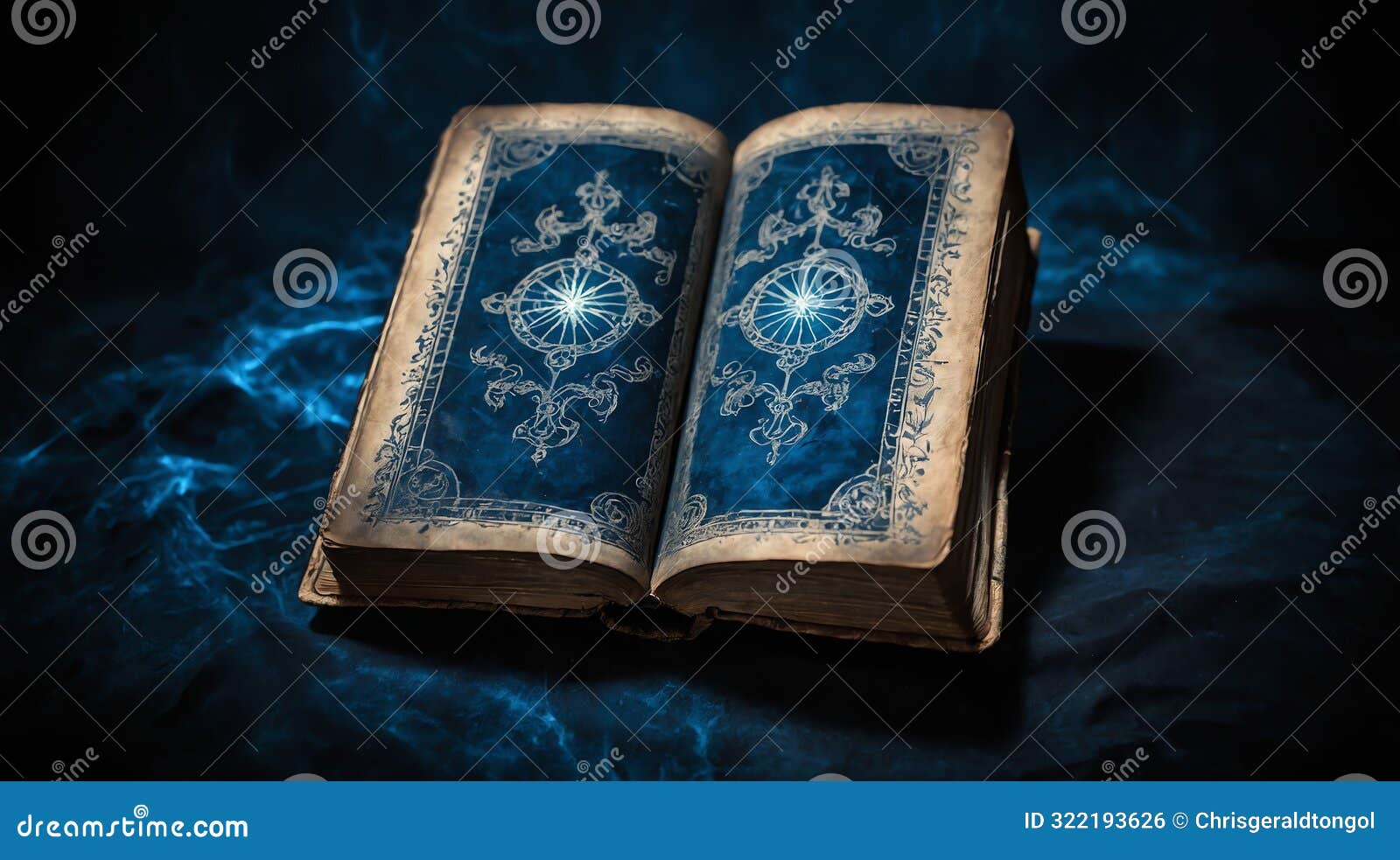Old Ancient Blue Magical Book Glowing Bright Ai Generated Stock ...