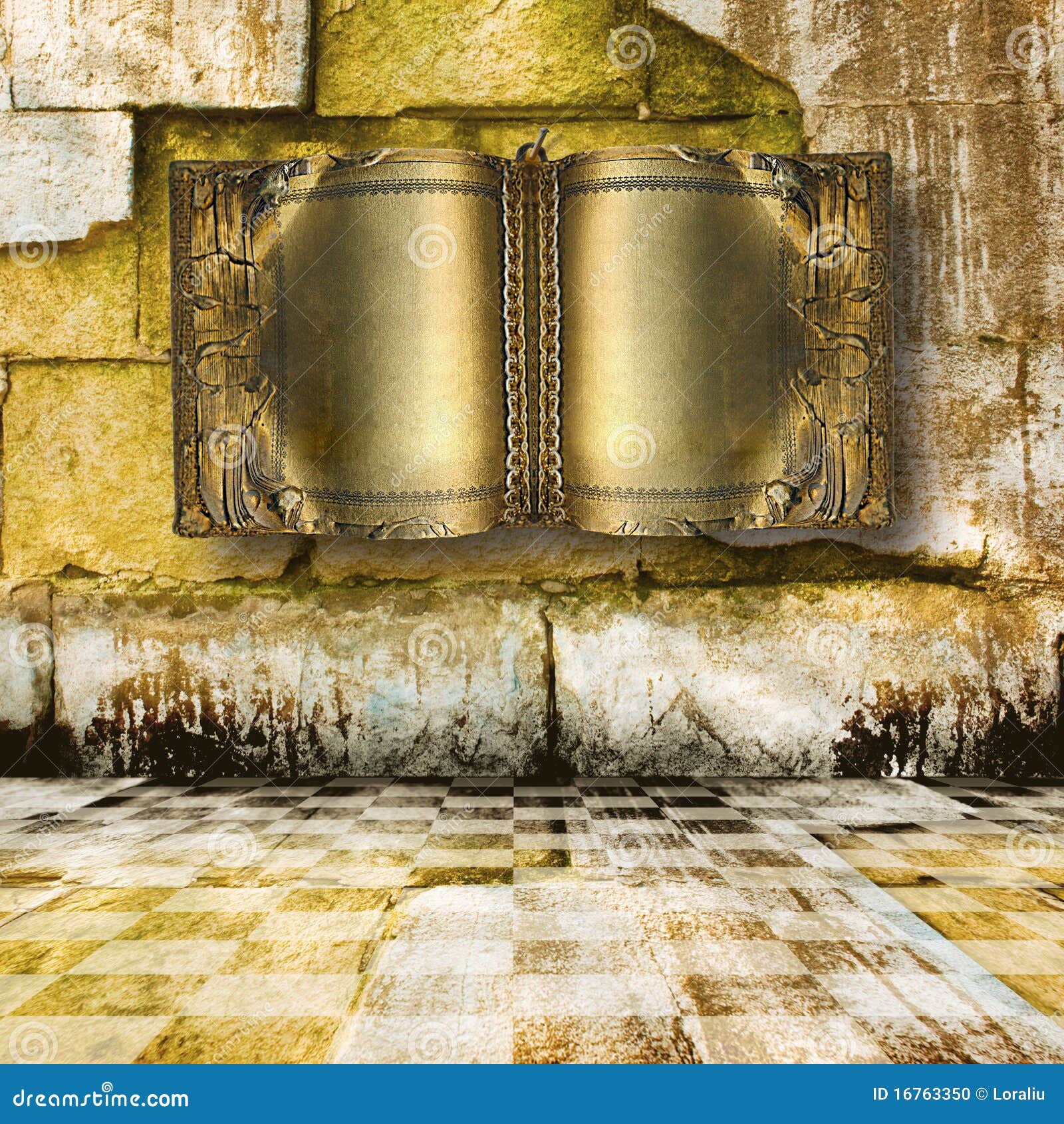 Old Ancient Book with Gold Pages Stock Illustration - Illustration of ...