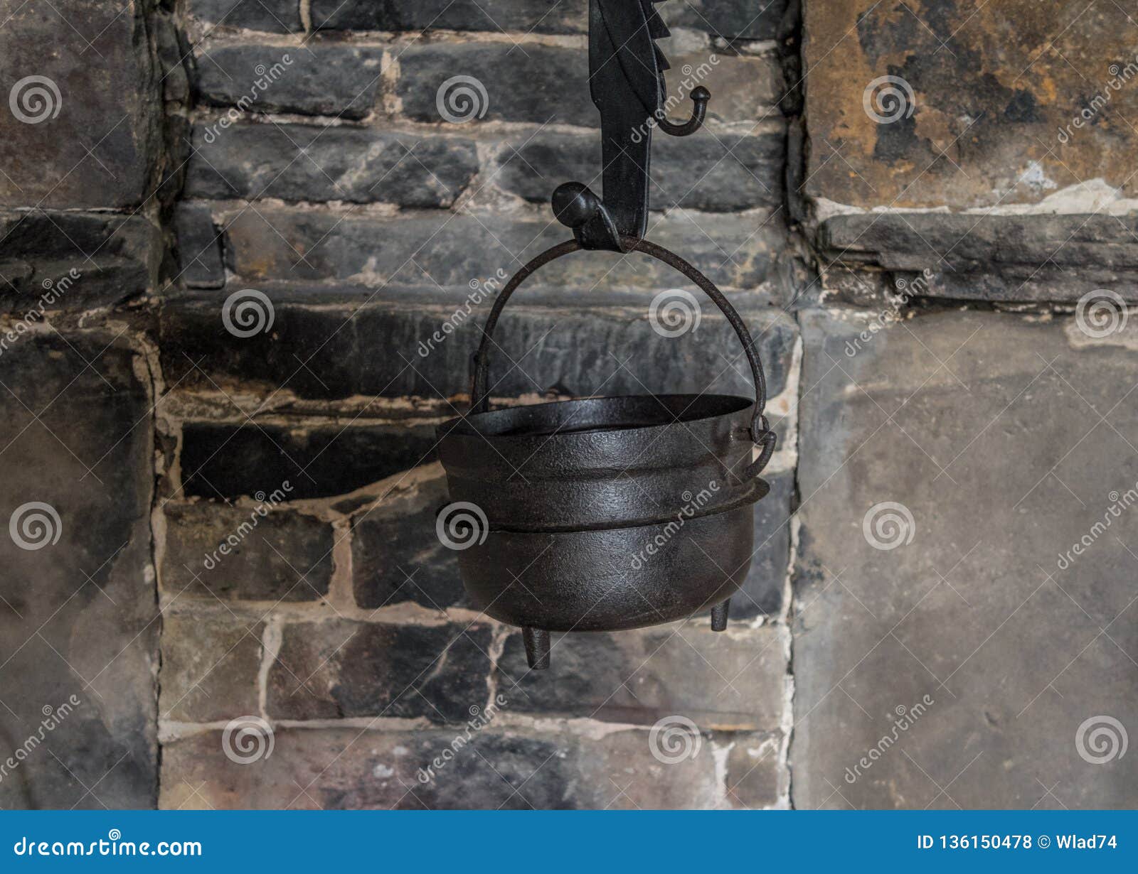 The Old and Ancient Cauldron in a Farmhouse Stock Photo - Image of ...