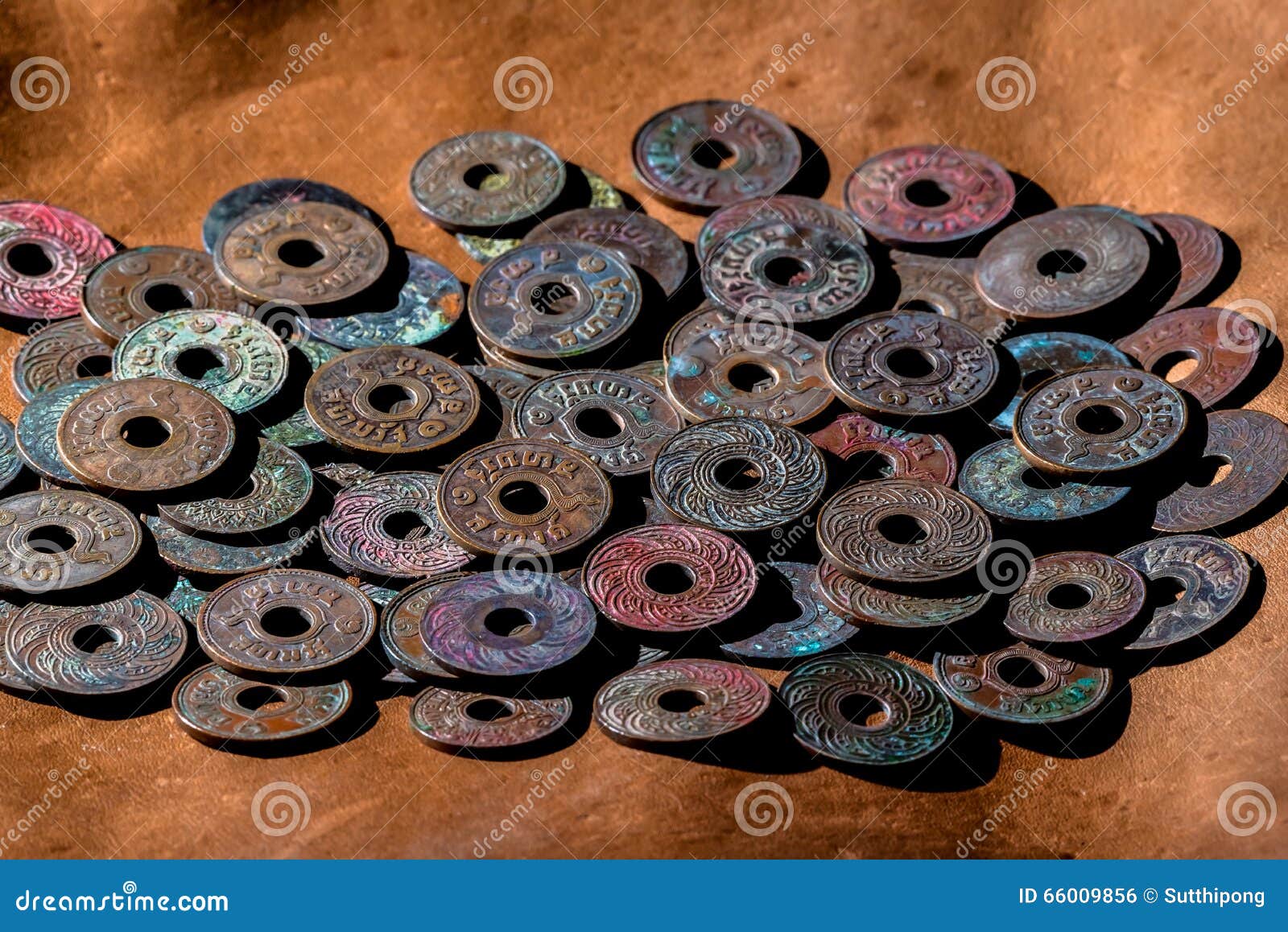 Old Ancient Coins of Thailand Stock Photo - Image of prices, small ...