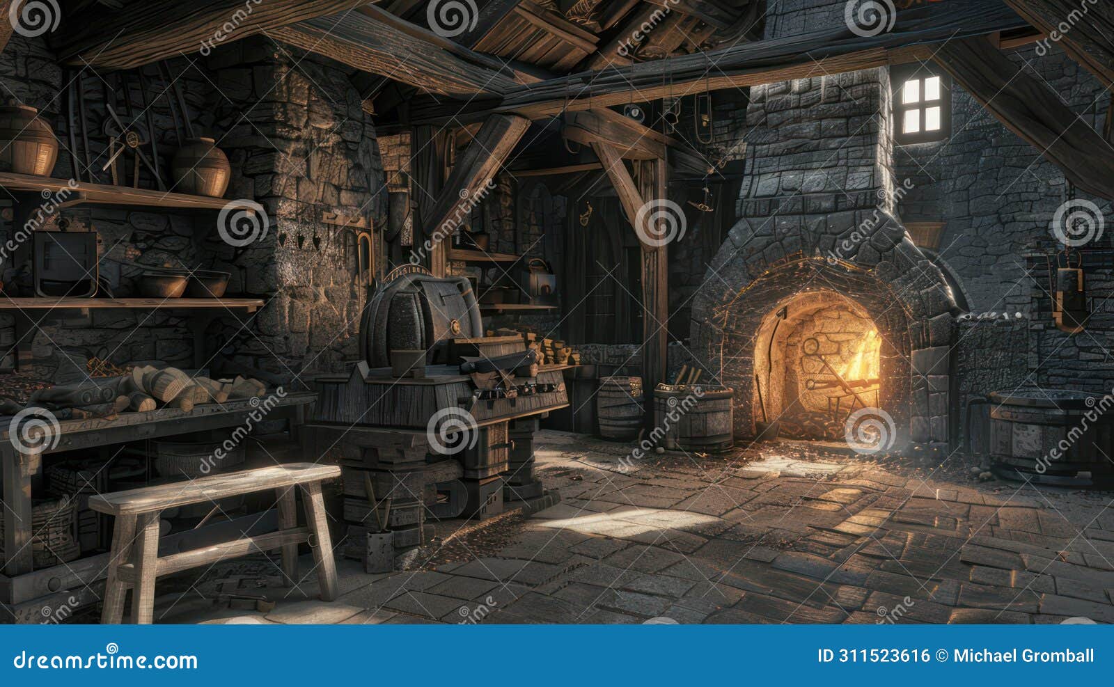 Old Ancient Forge Created with Generative AI. Old Medieval Architecture ...