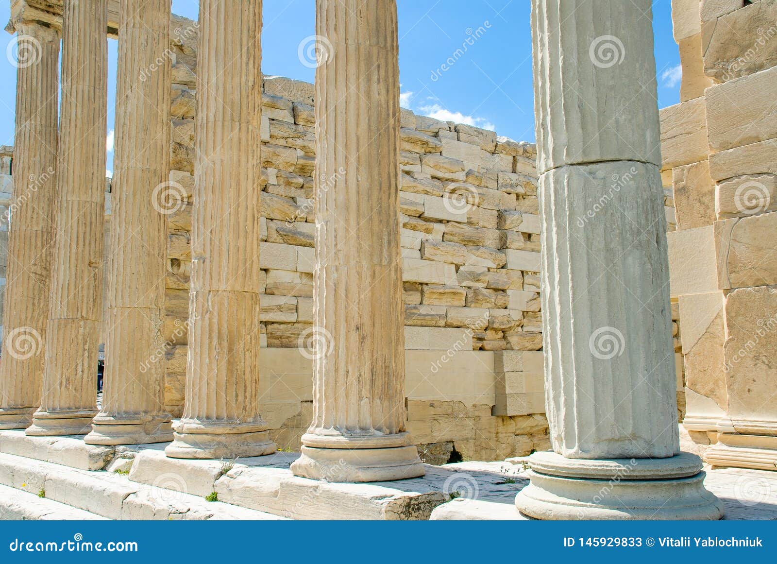 Old Ancient Greek Columns on Acropolis Hill Stock Image - Image of ...