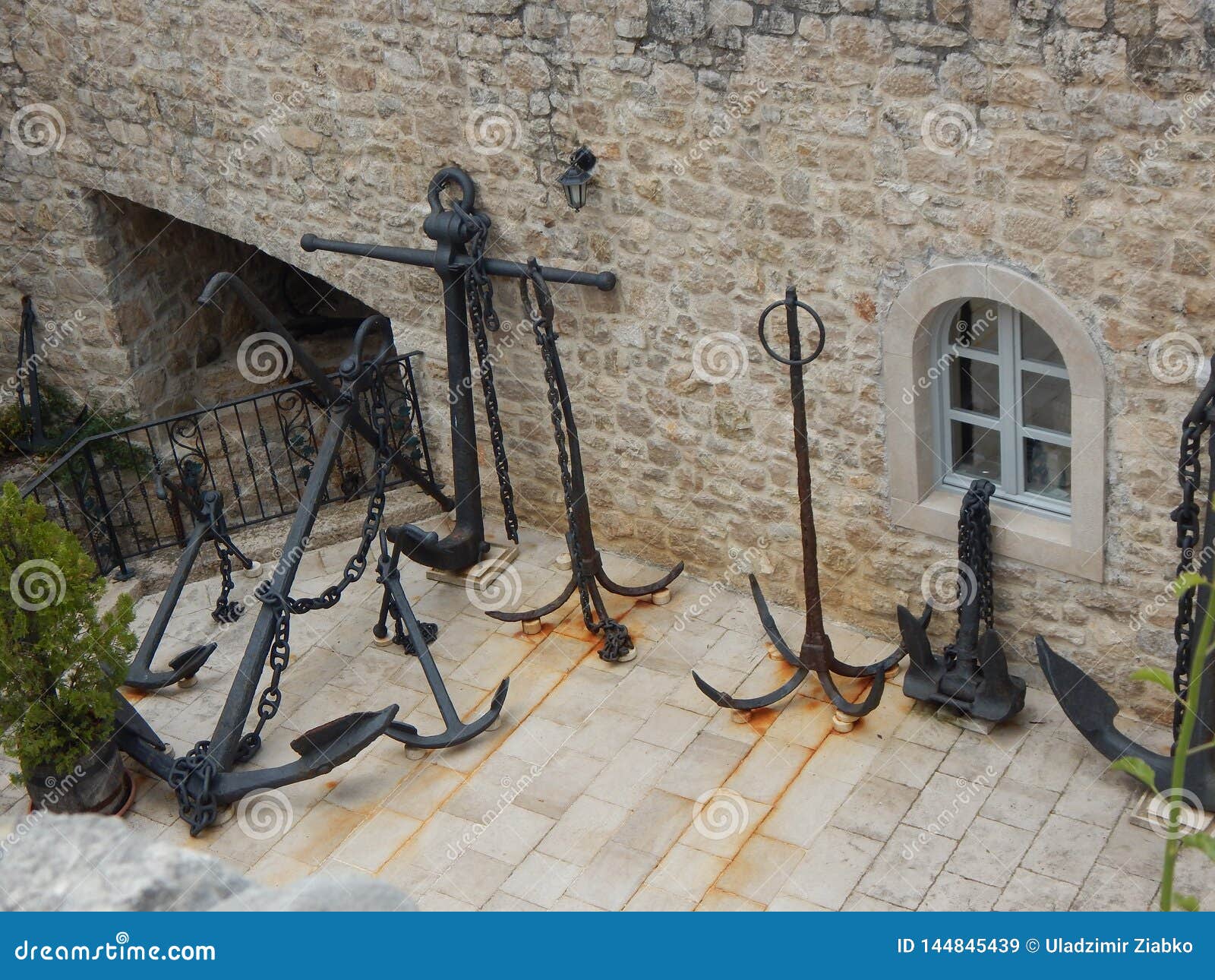 Old Ancient Metal Anchors. Europe. Stock Image - Image of museum ...