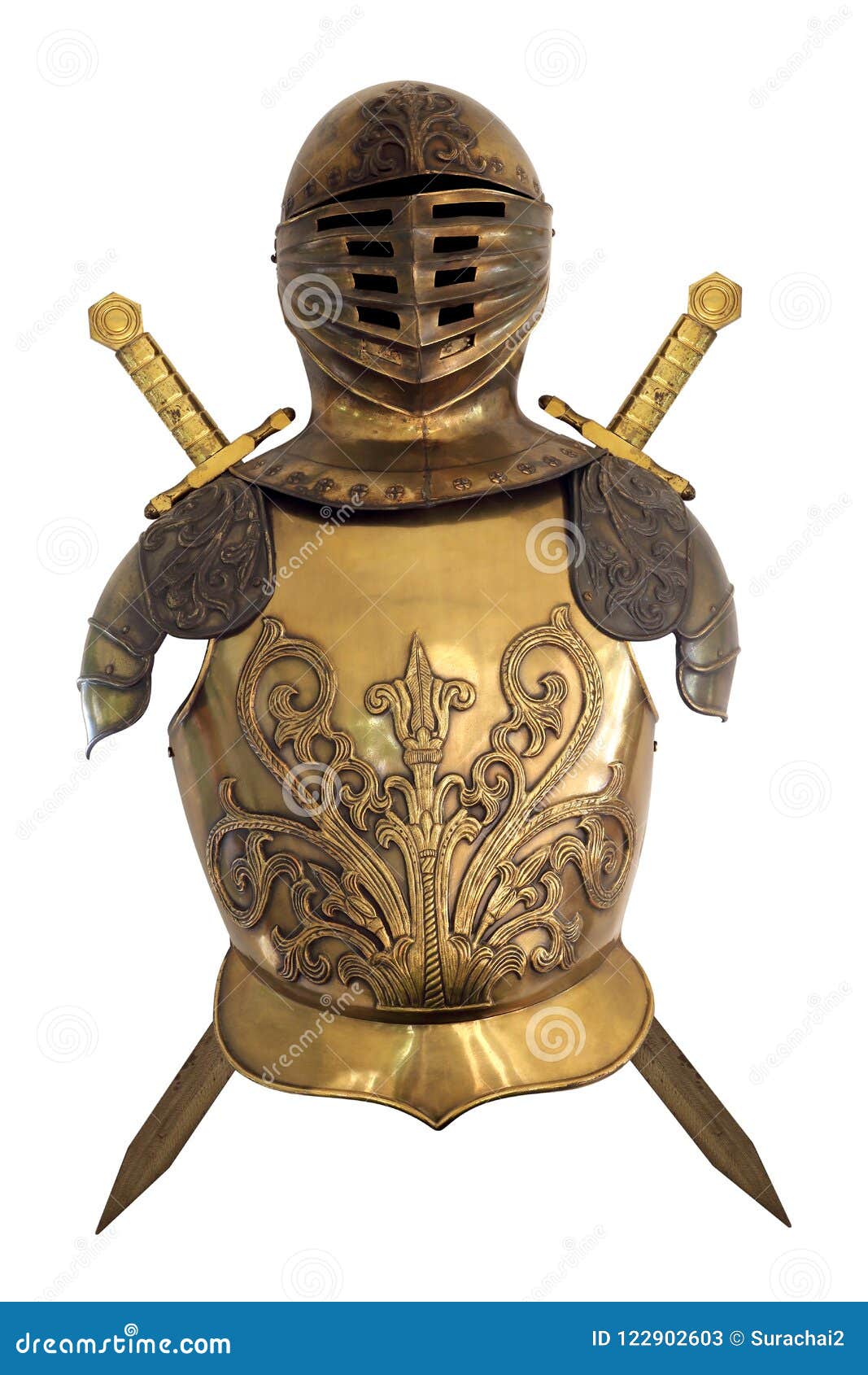 Ancient Metal Armor Isolated on White Background Stock Image - Image of ...