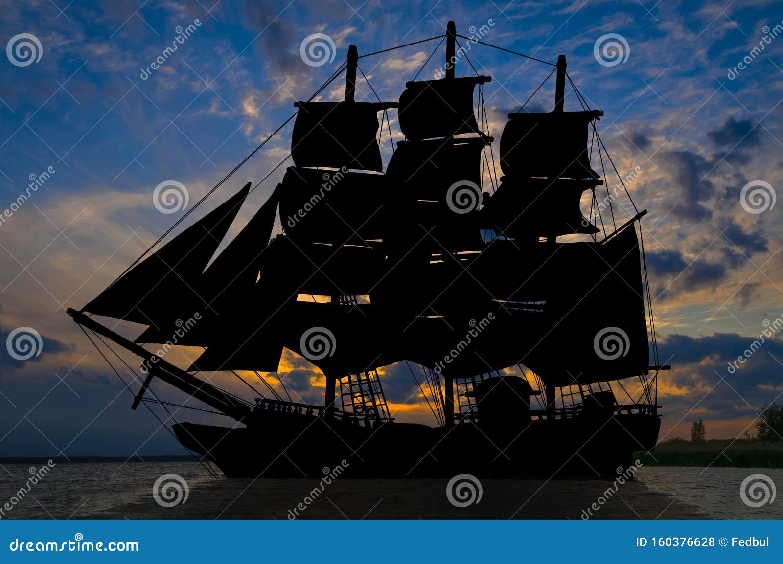 Pirate Ship Wallpaper Sunset