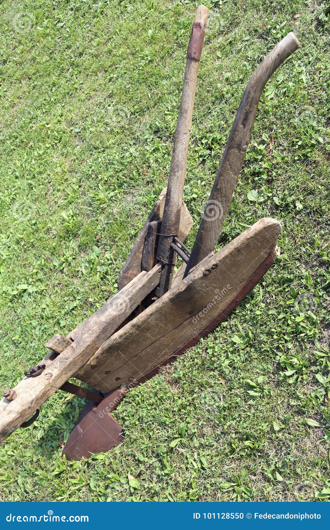 Old Ancient Plow Over the Grass Stock Photo - Image of antique, wood ...