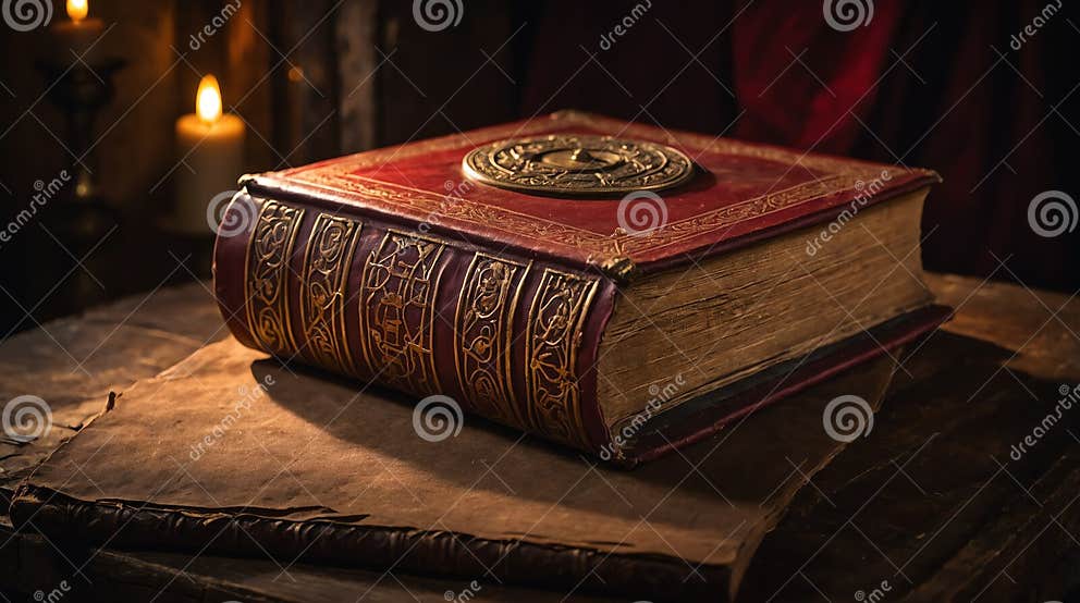Old Ancient Red Magical Book Glowing Bright Ai Generated Stock ...