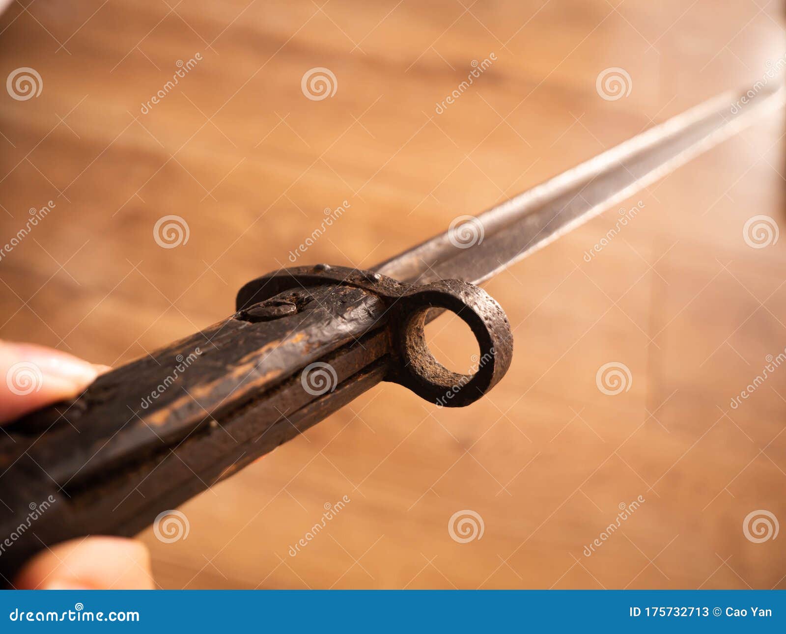 Ancient Sword on Wooden Background. Stock Image - Image of forces ...