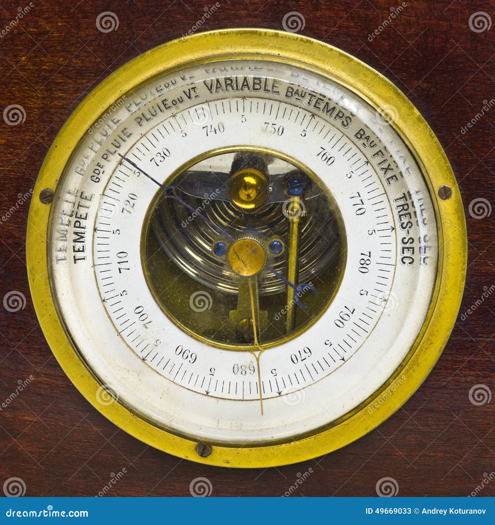 Ancient Barometer With Thermometer And Handwritten Dates Written On The ...