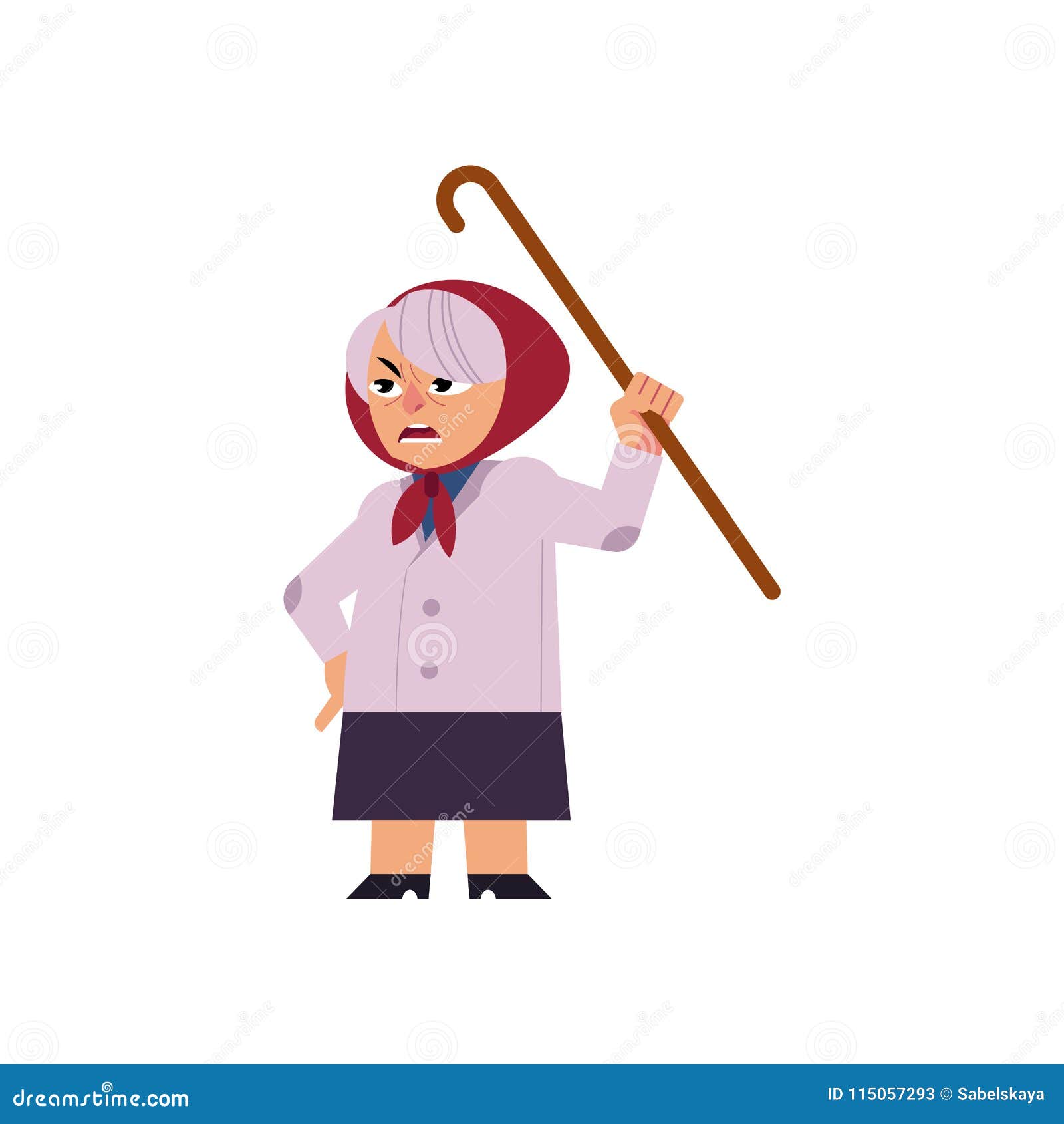 Old Angry Woman Swearing and Threatening with Her Walking-stick ... Old Angry Woman Swearing and Threatening with Her Walking-stick ...