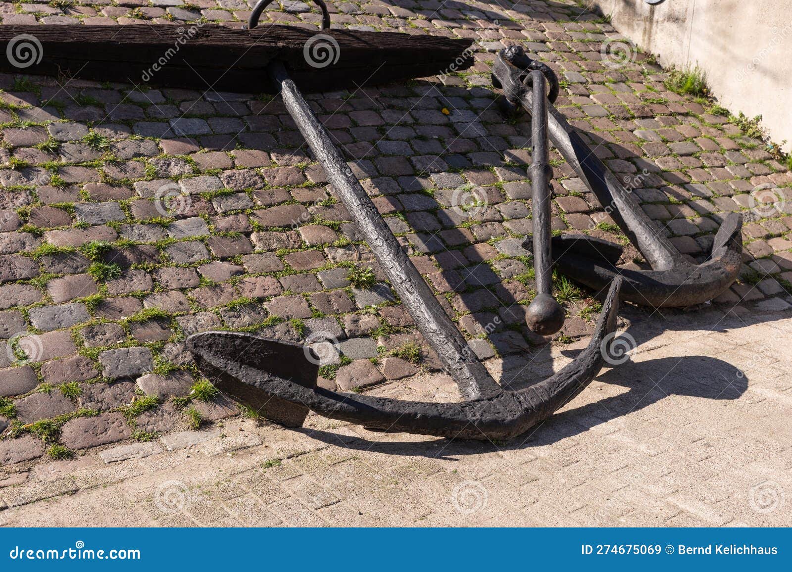Old Antique Anchor in the Port Stock Image - Image of port, restored ...