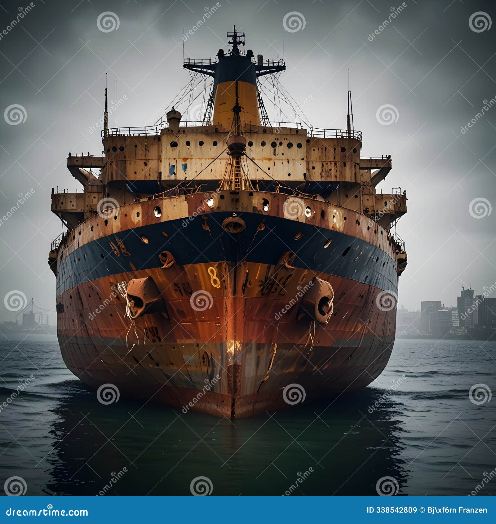 Old Cargo Container Transport Ship Vessel Stock Image - Image of storm ...