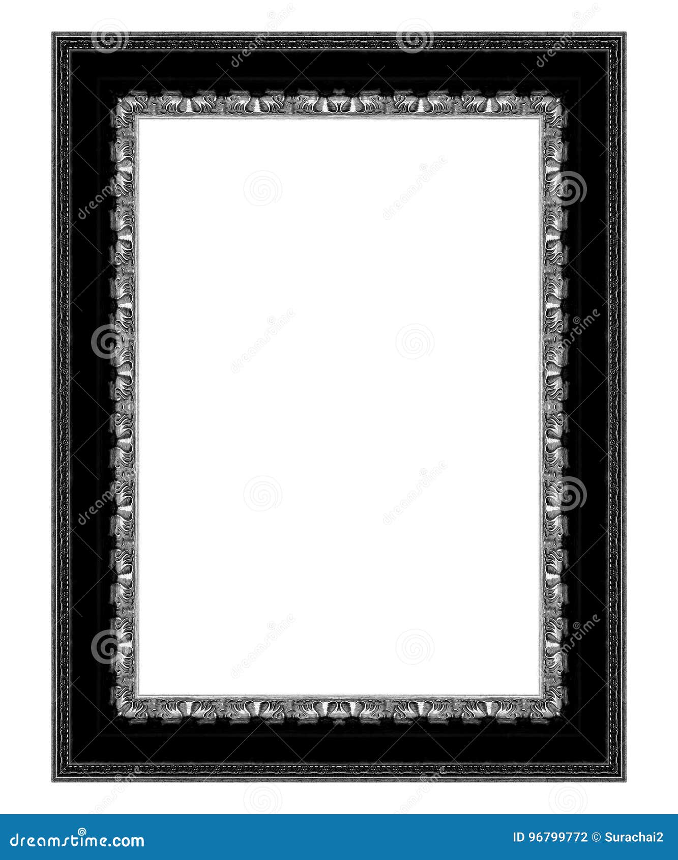 Old Antique Black Frame Isolated on White Background Stock Photo ...