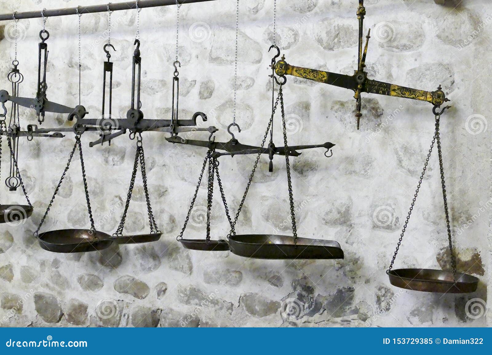 Old Antique Brass Balance Type Weight Stock Image - Image of weight ...