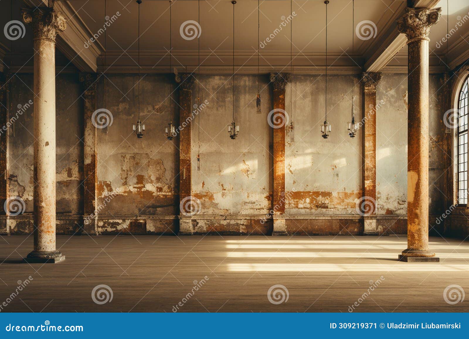 Old Antique Building with High Columns, View from the Inside. Generated ...