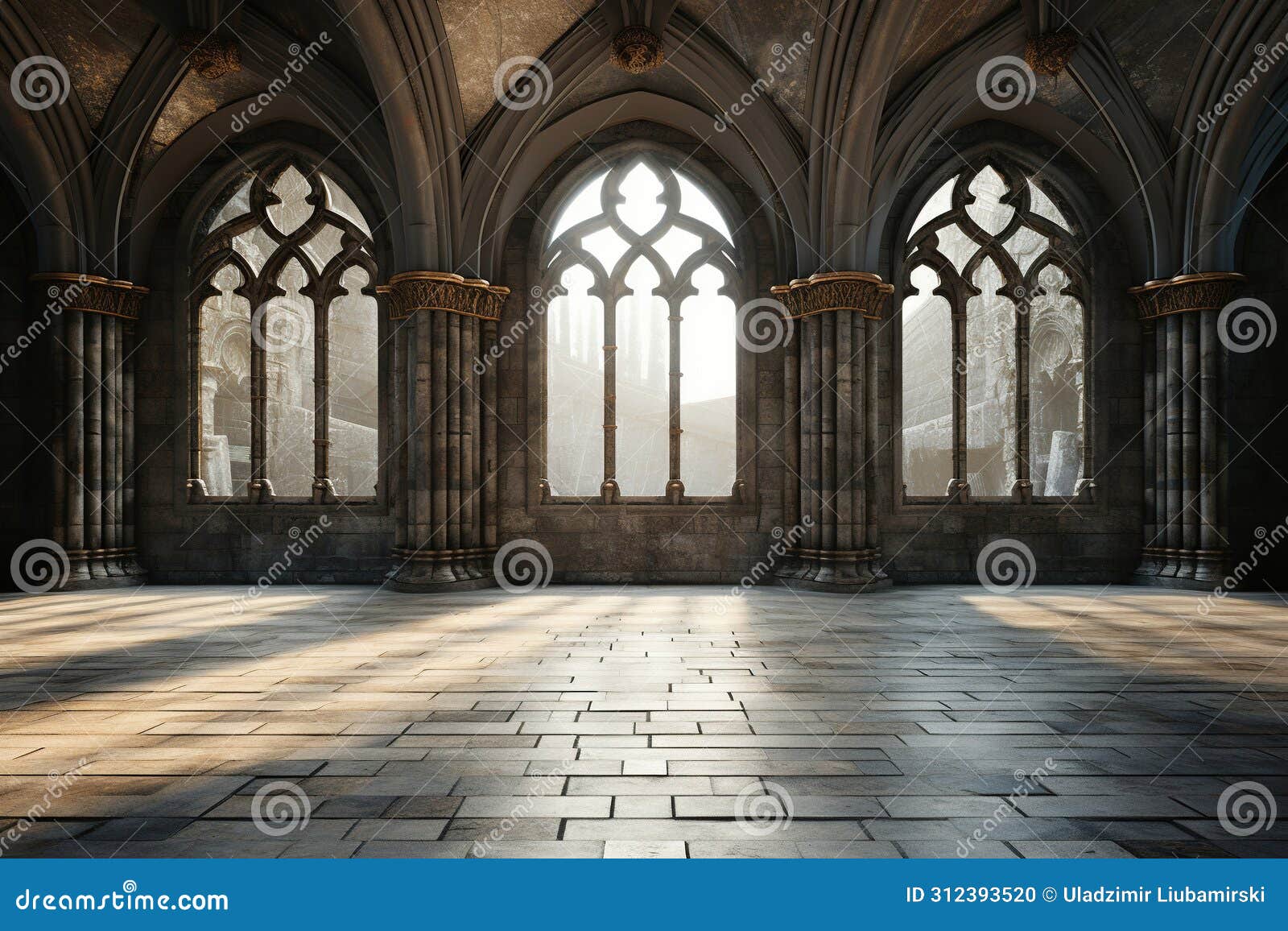 Old Antique Building with High Columns, View from the Inside. Generated ...
