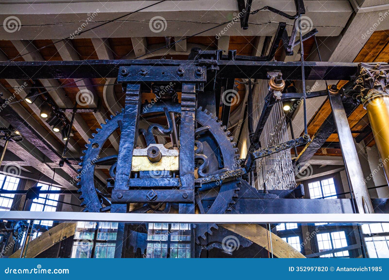 Old Mechanism Of A Big Tower Clock. Clockwork Large Vintage Clock. Gear ...