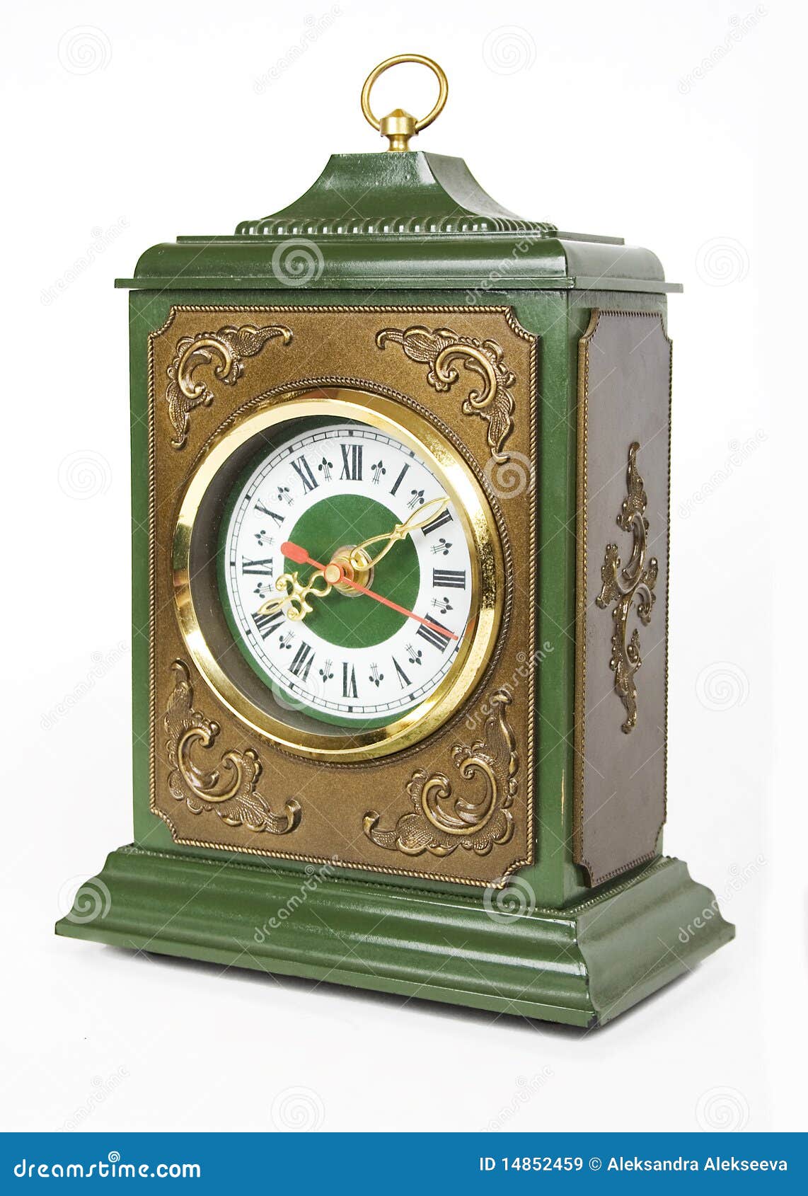 Old Antique Clock Isolated on White Stock Image - Image of hour, brown ...