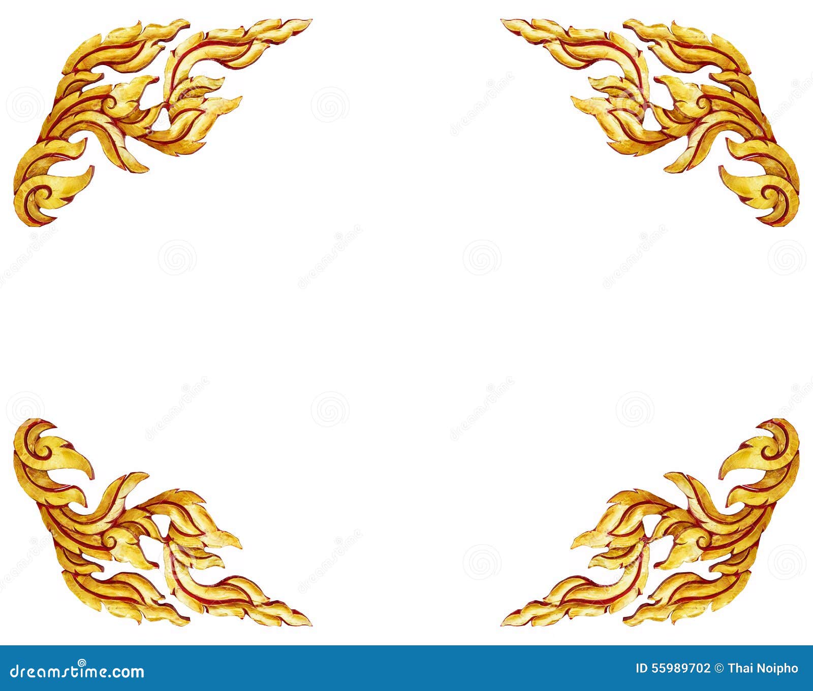 Old Antique Gold Frame Wooden Doors Thai Style Pattern Isolated Stock ...