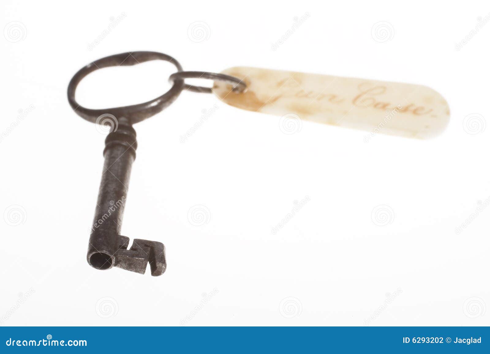 Old Antique Key with Badge on White Stock Photo - Image of chain, bone ...