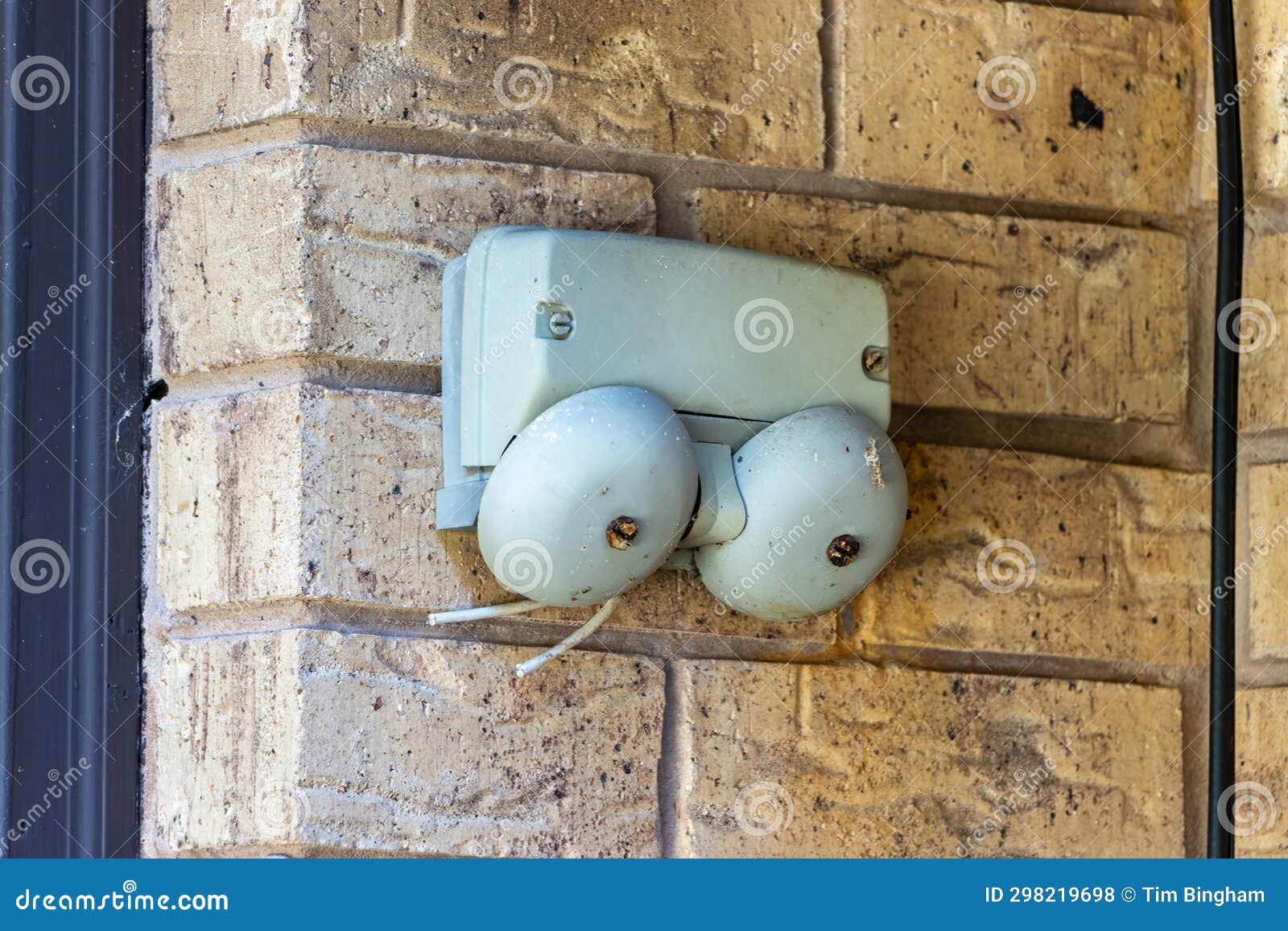 Old Antique Landline Phone Ringer Bell Stock Photo - Image of stone ...