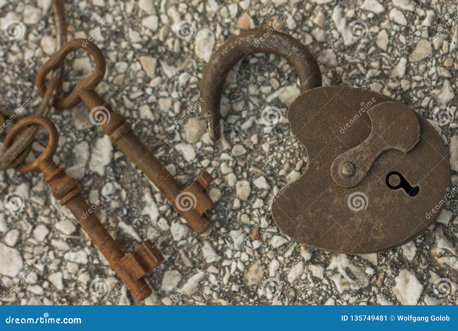 Antique Lock with Rusty Keys Stock Image - Image of background, steel ...