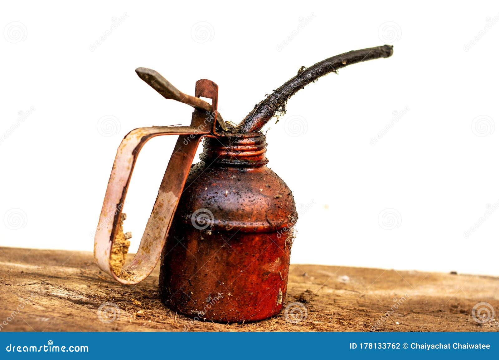 Old Antique Oiler for Engine. Stock Photo - Image of grease, work ...
