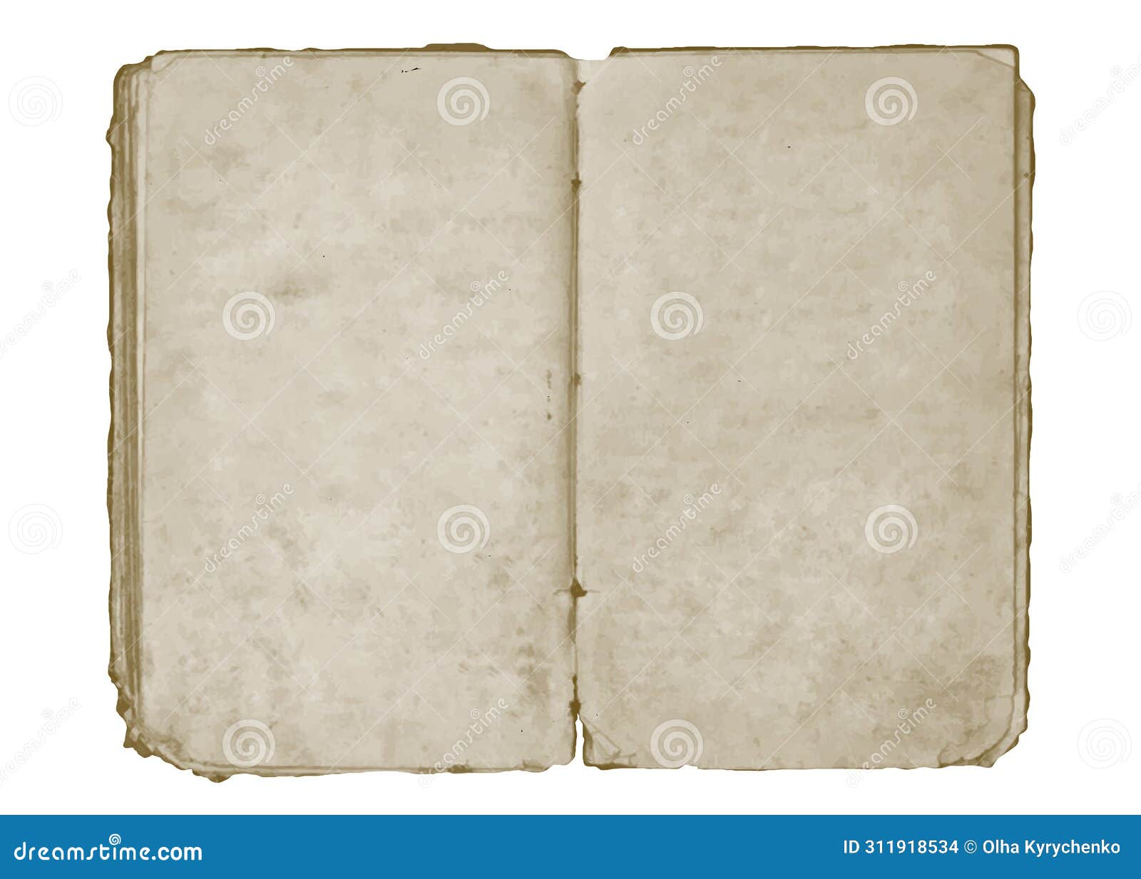 Old Antique Open Tattered Torn Book or Notebook, Empty Pages Stock ...