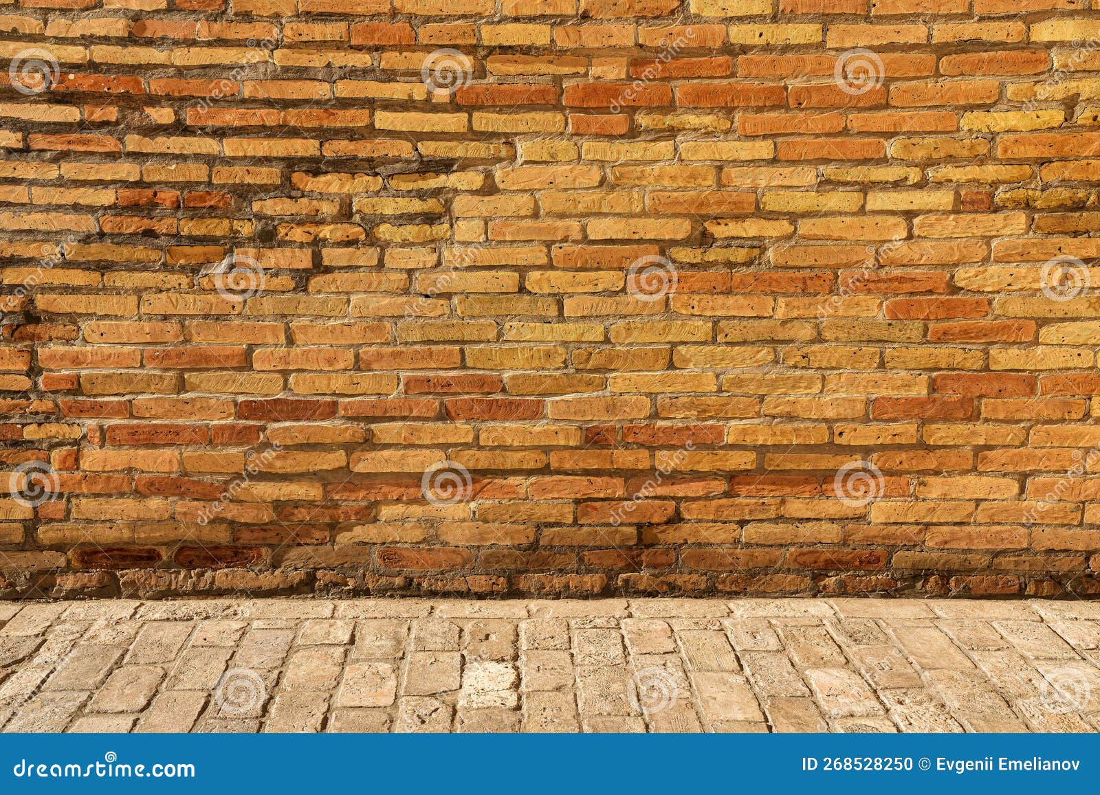 Old Antique Red Brick Wall and Pavement Texture. Stock Photo - Image of ...