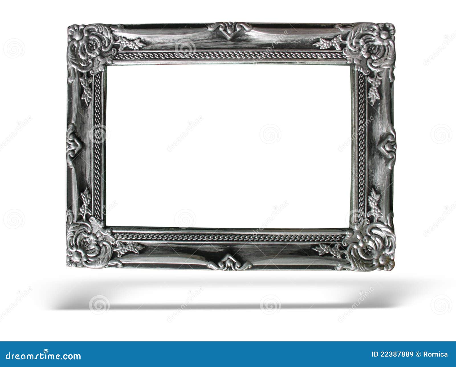 Old Antique Silver Frame Over White Background Stock Image - Image of ...