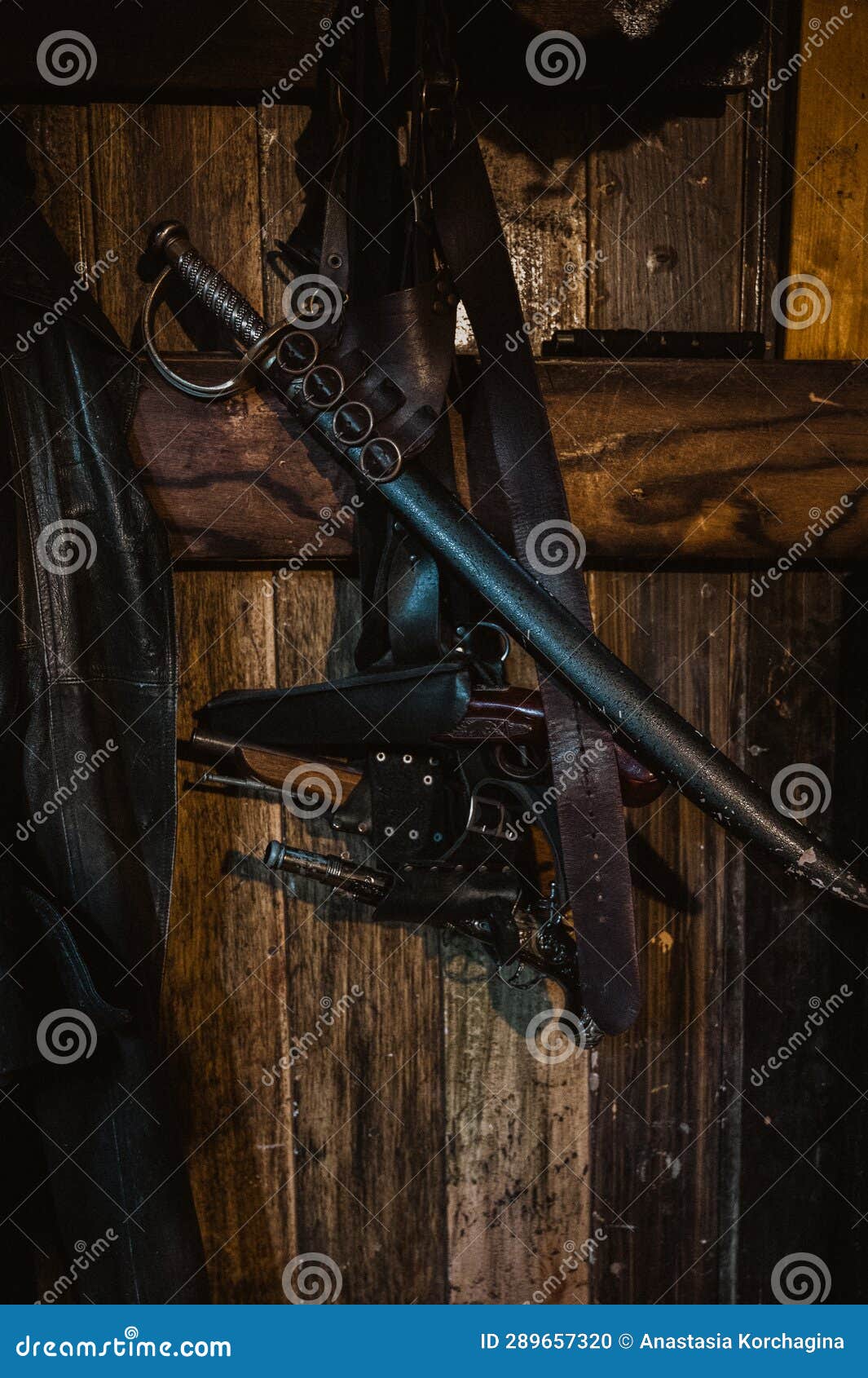 Old Antique Swords Hanging on the Wall Stock Photo - Image of swords ...