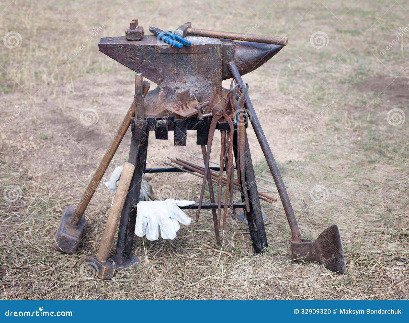 Old Anvil with Many Blacksmith Tools Stock Photo - Image of anvil ...