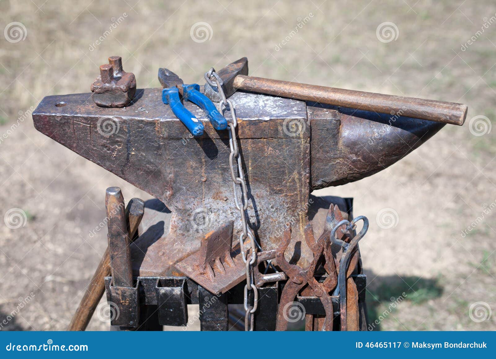 Old Anvil with Many Blacksmith Tools Stock Image - Image of farrier ...