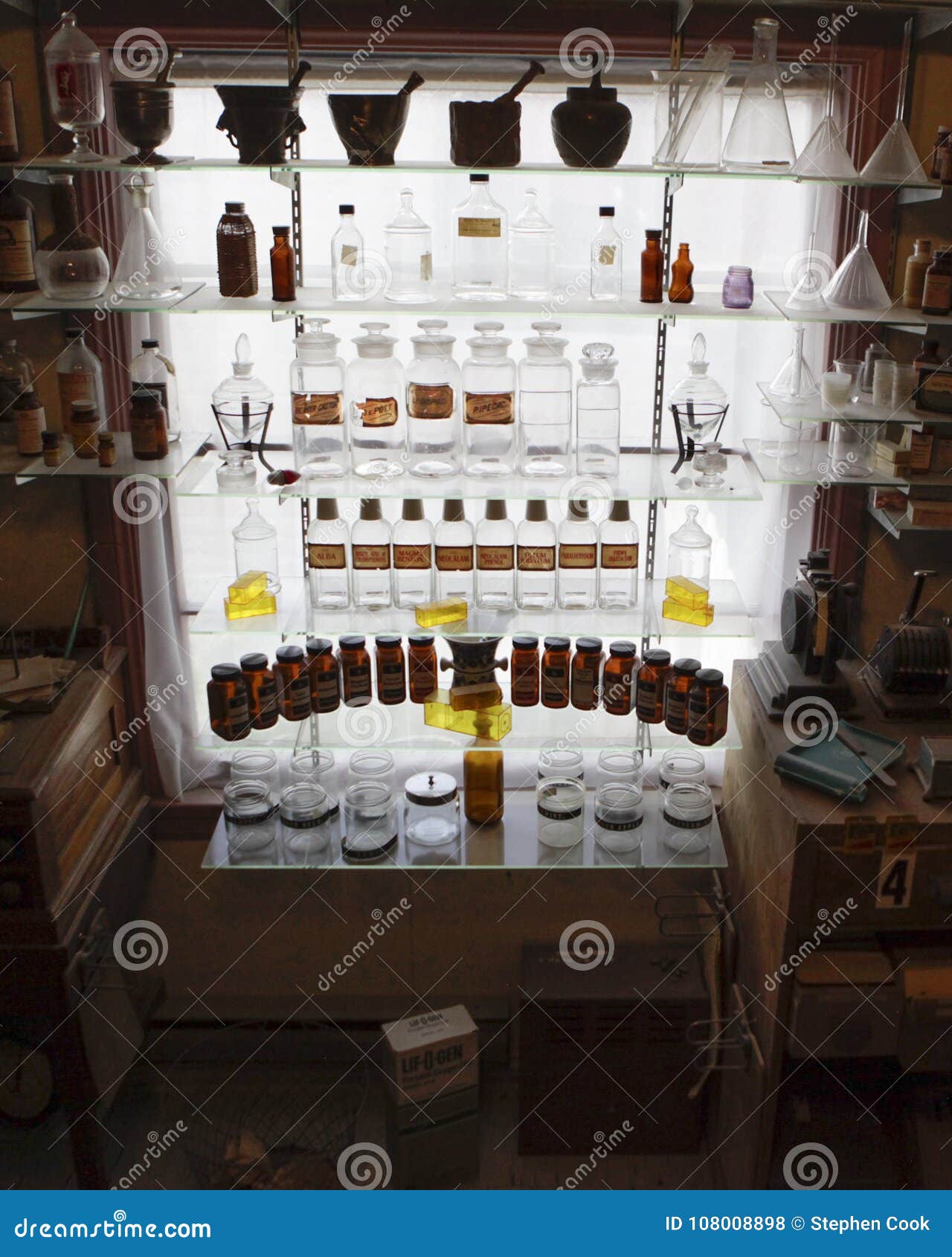 Old Apothecary Jars In Lighted Window Editorial Image | CartoonDealer ...