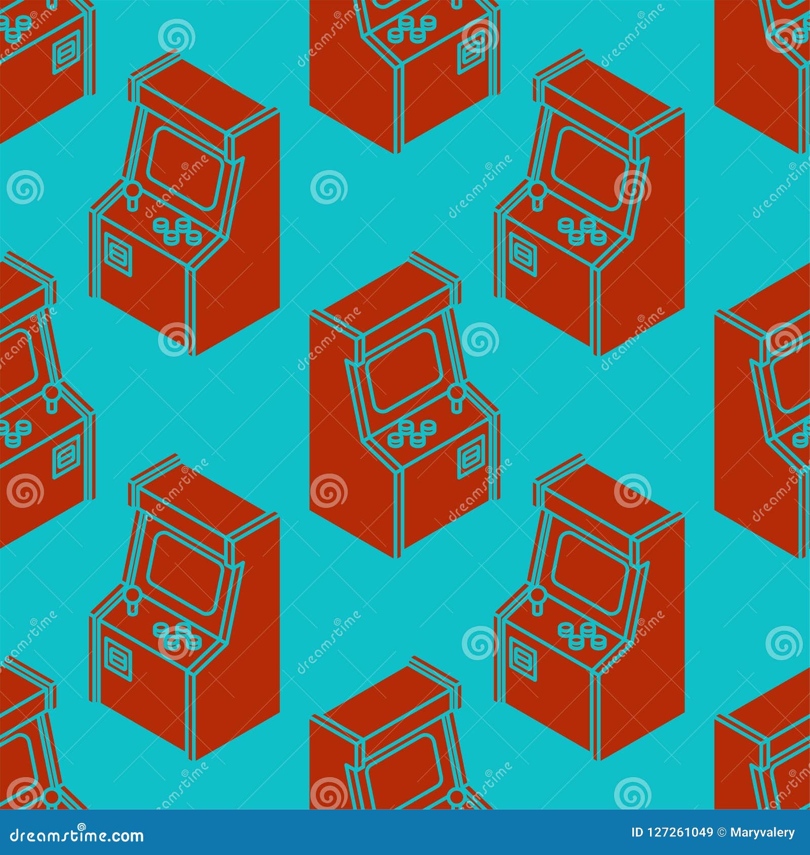 Old Arcade Machine Gaming Pattern Seamless. Retro Video Game Play ...