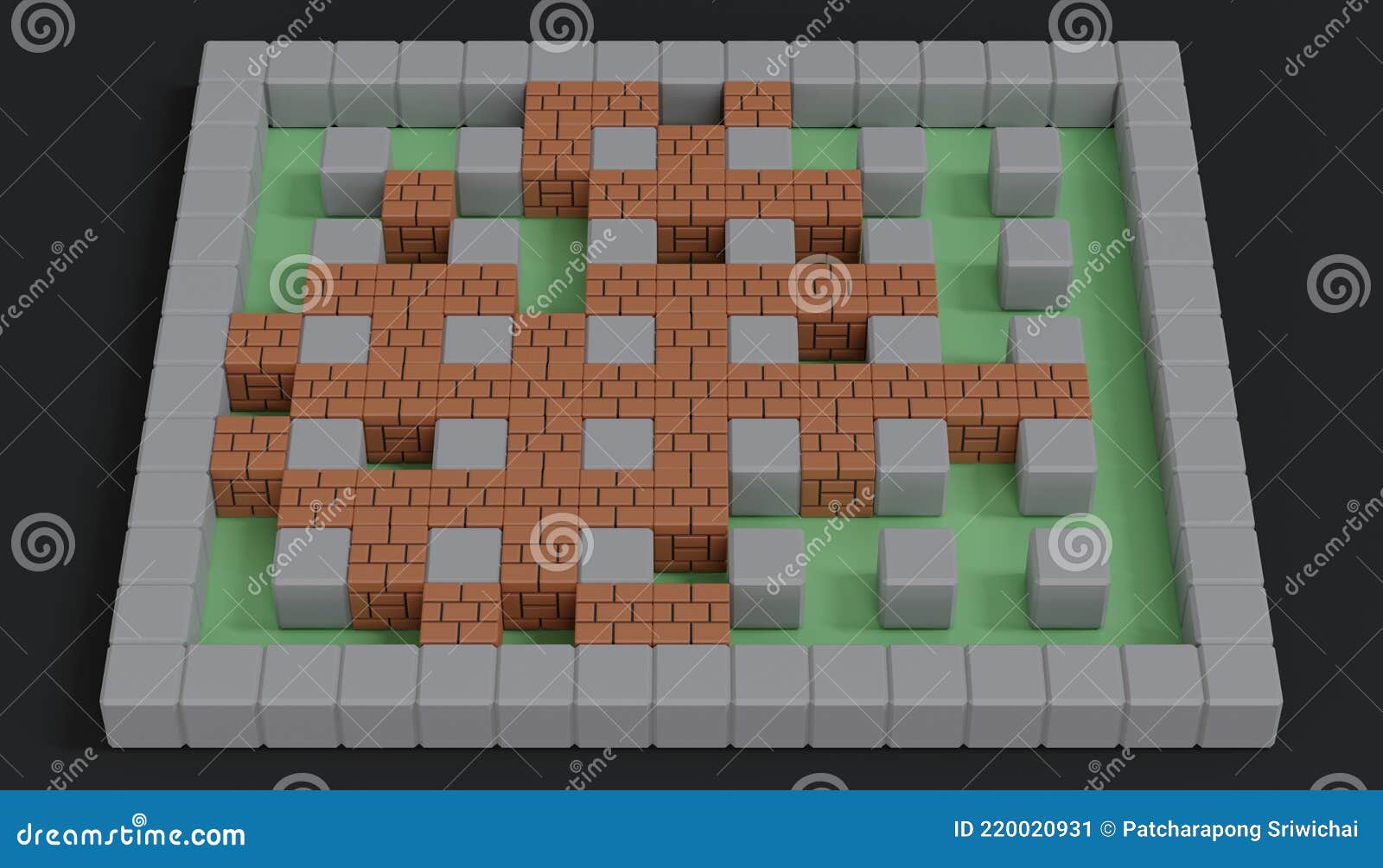 Arcade Maze Video Game Screenshot Scene 3d Render Illustration ...