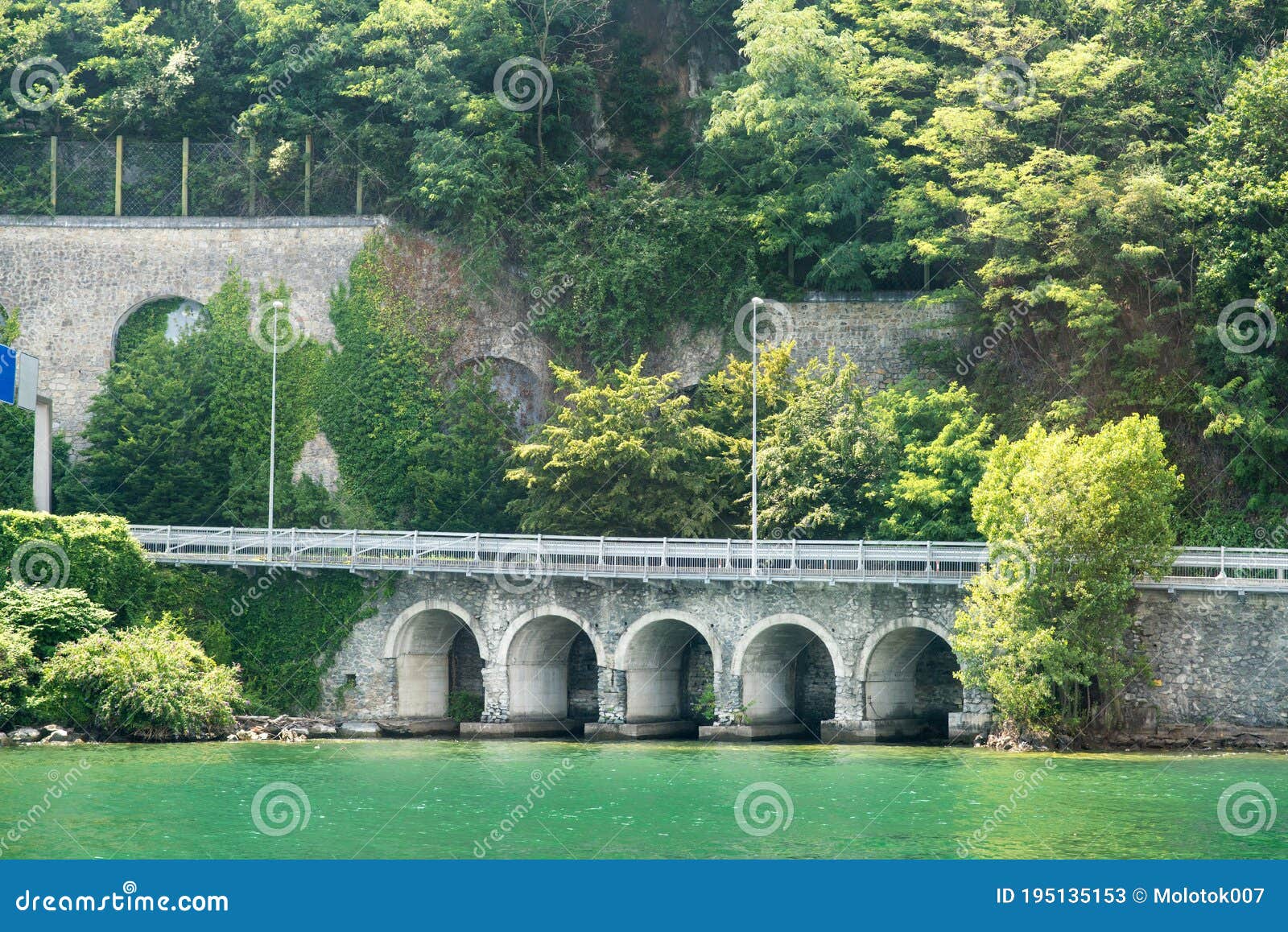 Old Arched Car Bridge Over Como Lake Stock Image - Image of stone ...