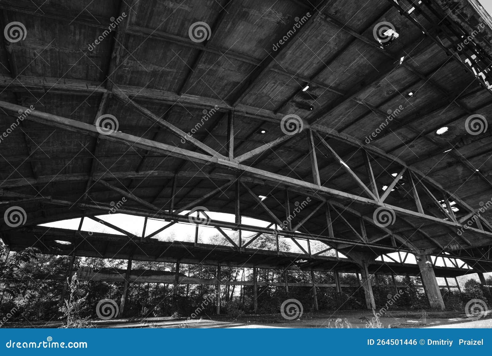 Old Arched Metal Structures Abandoned Air Hangar. Stock Photo - Image ...