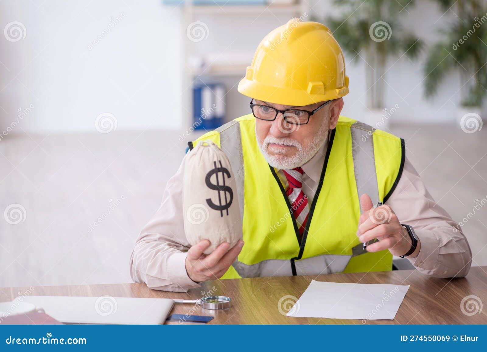 Old Male Architect in Planning Retirement Concept Stock Image - Image ...