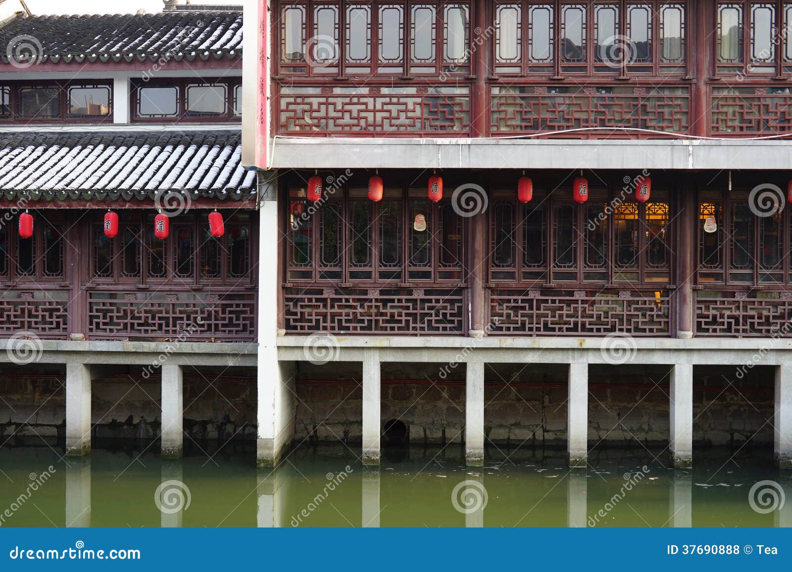 Old Architecture China Buildings Stock Photo - Image of lake, cityscape ...