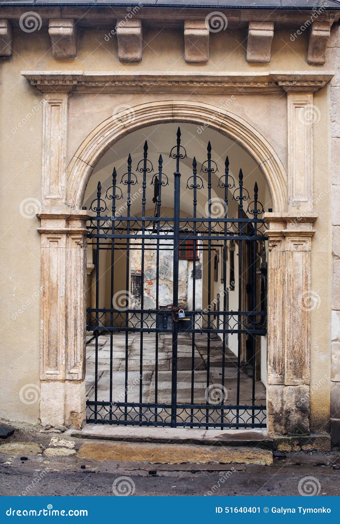 Old Architecture of the City with Metal Gates Stock Image - Image of ...