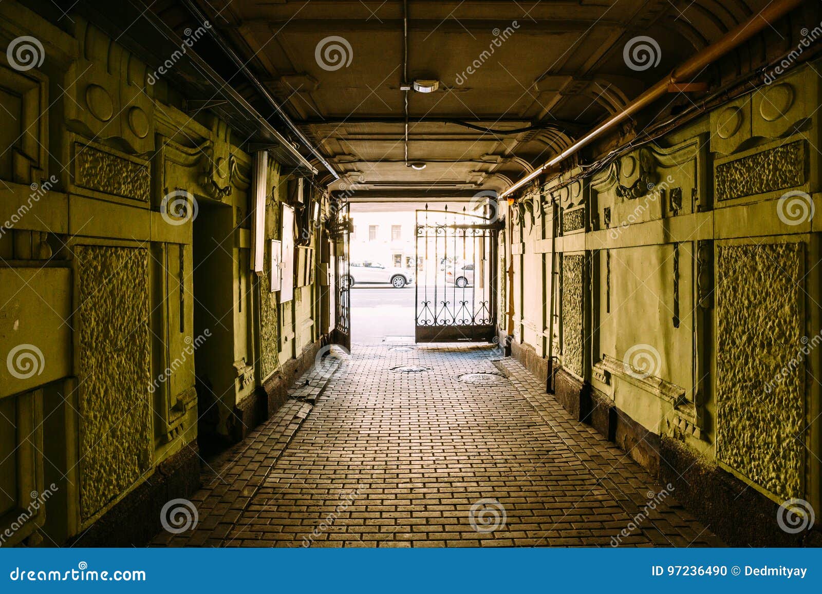 Old Architecture Corridor, Exit from the Yard Stock Photo - Image of ...