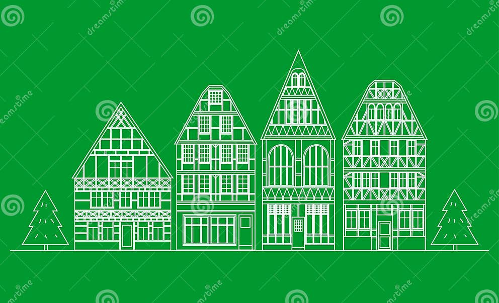 Old Architecture of Germany Stock Vector - Illustration of build ...